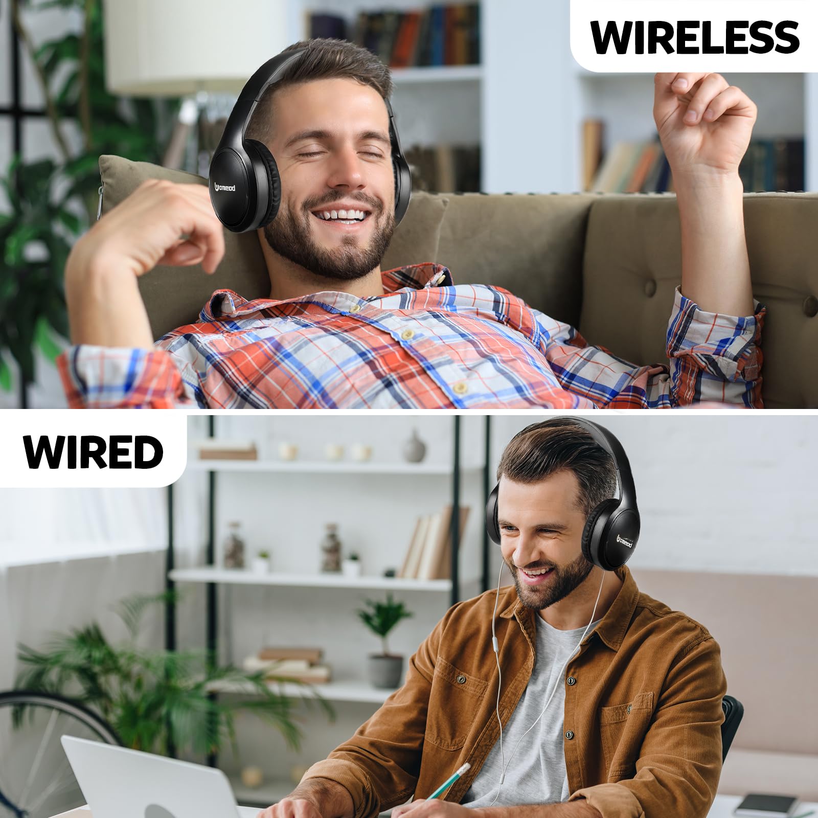 Bluetooth Headphones Over Ear, 70H Playtime and 3 EQ Music Modes Wireless Headphones with Microphone, HiFi Stereo Foldable Lightweight Headset, Deep Bass for Home Office Cellphone PC