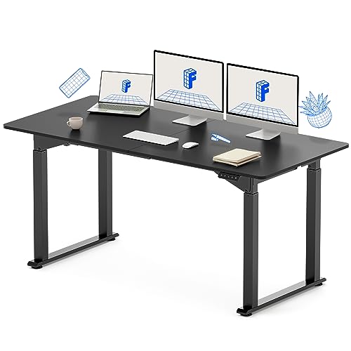 FLEXISPOT Dual Motors 4 Legs Standing Desk 63 x 30 Inch Adjustable Height Desk with Splice Board Home Office Computer Workstation Electric Sit Stand up Desk, Black Top + Black Frame