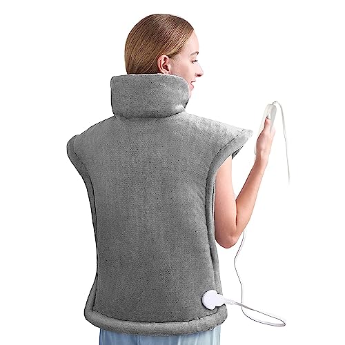 Heating Pad for Back Pain Relief, 24"x33" Weighted Heating Pad for Neck and Shoulder, Neck Heating Pad Fast-Heating with 6 Settings, Auto Shut-Off Full Body Heating Pad, Gifts for Women-Washable