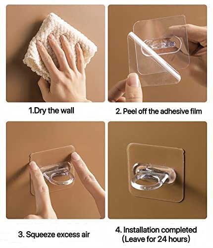 LADYMOON Adhesive Spray Bottle Holder,Set of 10,Wall Hooks Without Nails,Bathroom and Kitchen Adhesive Hooks for Hanging,Curtain Rod Holder,Storage of Small Objects, Etc…