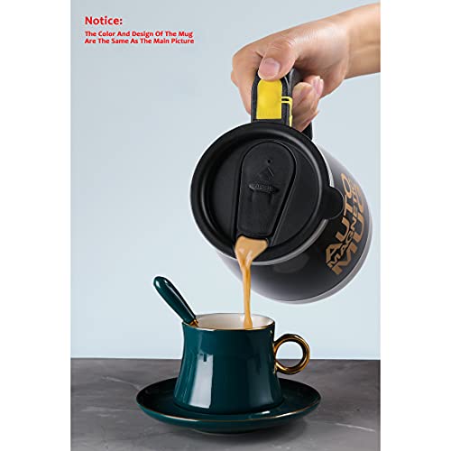 daasigwaa Self Stirring Mug - Rechargeable Magnetic Electric Auto Mixing Stainless Steel Cup for Office/Kitchen/Travel/Home Coffee/Tea/Hot Chocolate/Milk-400 ml/13.5 oz(Black)