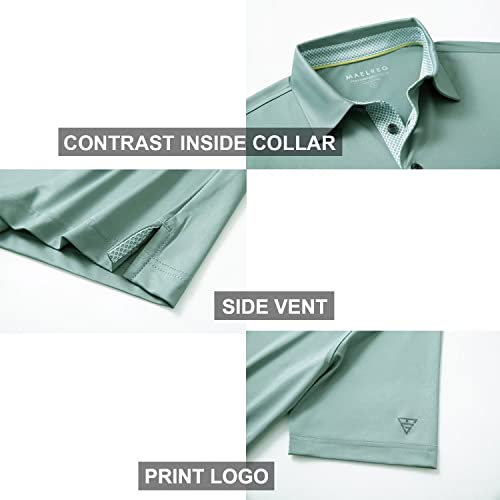 M MAELREG Polo Shirts for Men Short Sleeve Performance Moisture Wicking Quick Dry Casual Collared Men’s Polo Shirts Beryl Green