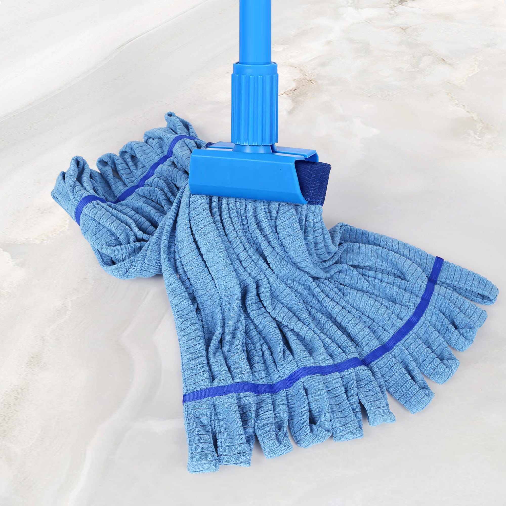 DRKLEAN 2 Pack Large Microfiber Tube Mop Heads,6 inch,Heavy Duty Mop Head,Highly Absorbent,Commercial Mop Head Replacement,Wet Mop Heads Replacement,for Hardwood, Tile, Laminate Floors,Blue (Blue)