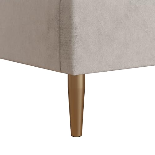 Mr. Kate Daphne Upholstered Bed with Headboard and Modern Platform Frame, Queen, Ivory Velvet