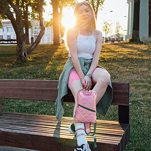 GBLQ PLUS Sling Bags, Iridescent Crossbody Shoulder Puffer Backpack for Women Men, Travel Hiking Small Chest Bag Daypack (Pale Pink)