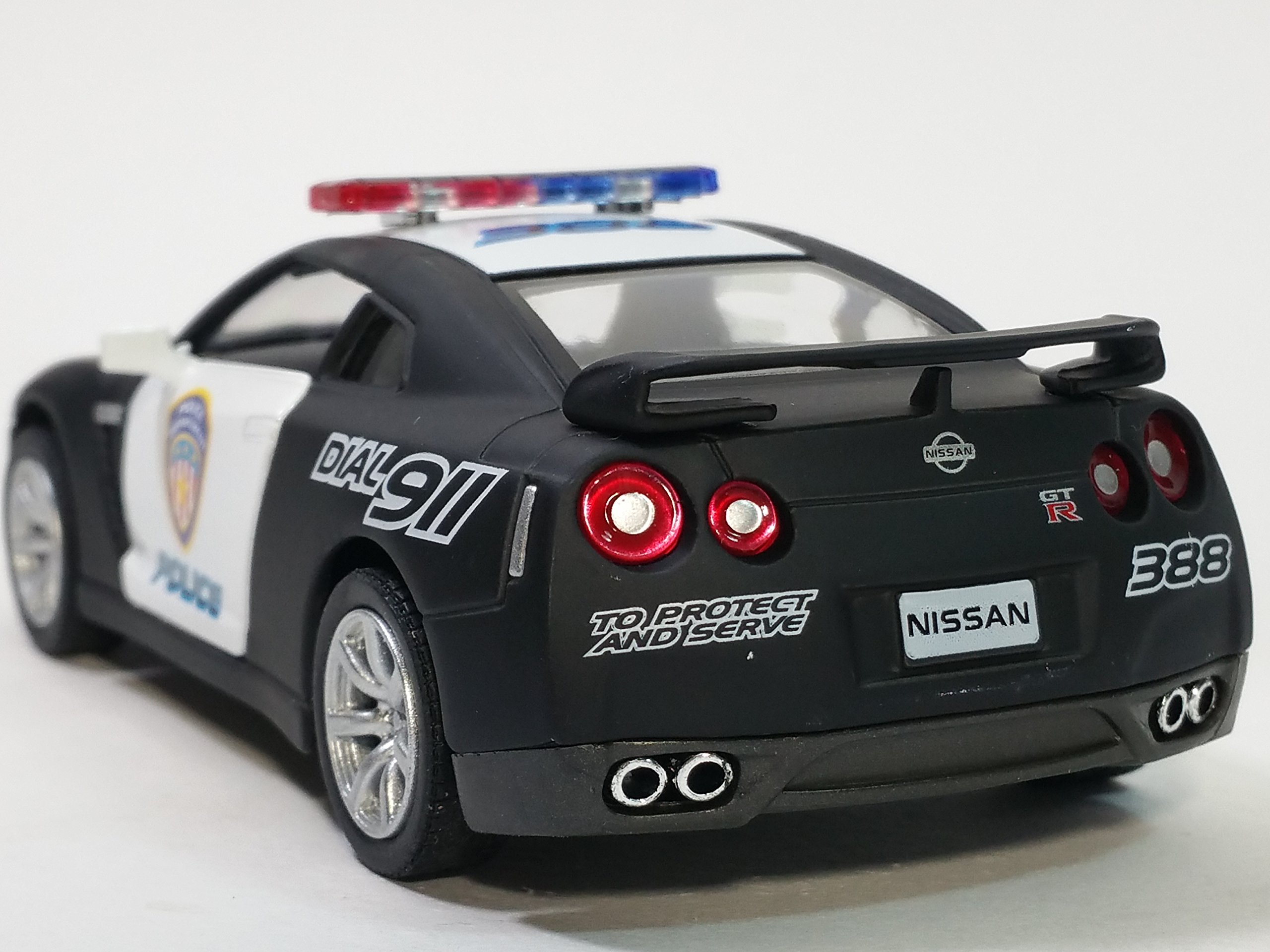KiNSMART 2009 Nissan GT-R R35 Police Edition 5" 1:36 Scale Die Cast Metal Model Toy Car w/Pullback Action