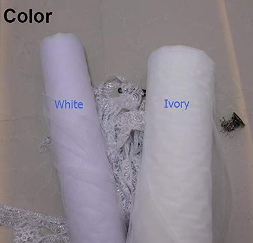 Berrysun Wedding Veil Wedding Accessory 3 Meters Two Layers Full Edge with Sequins Blings Sparkling Lace Luxury Long Wedding Veils White Ivory Bridal Veil (Color : White)