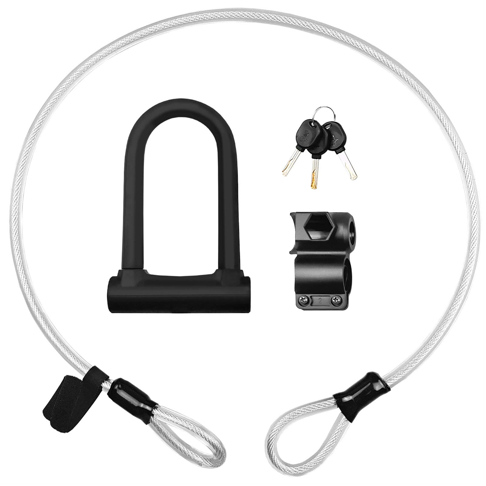 Bike U-Lock Heavy Duty Bike Lock Bicycle U Lock Secure Lock with Mounting Bracket U-Lock (Color : Lock and Cable Set)