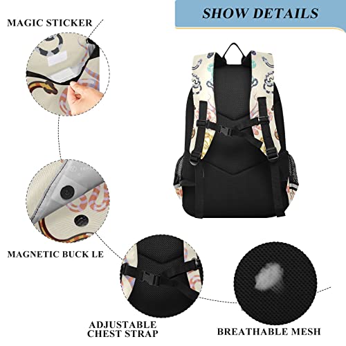 Glaphy Colorful Snakes Backpack Lightweight Laptop Backpack School Bag Student Travel Daypack with Reflective Stripes