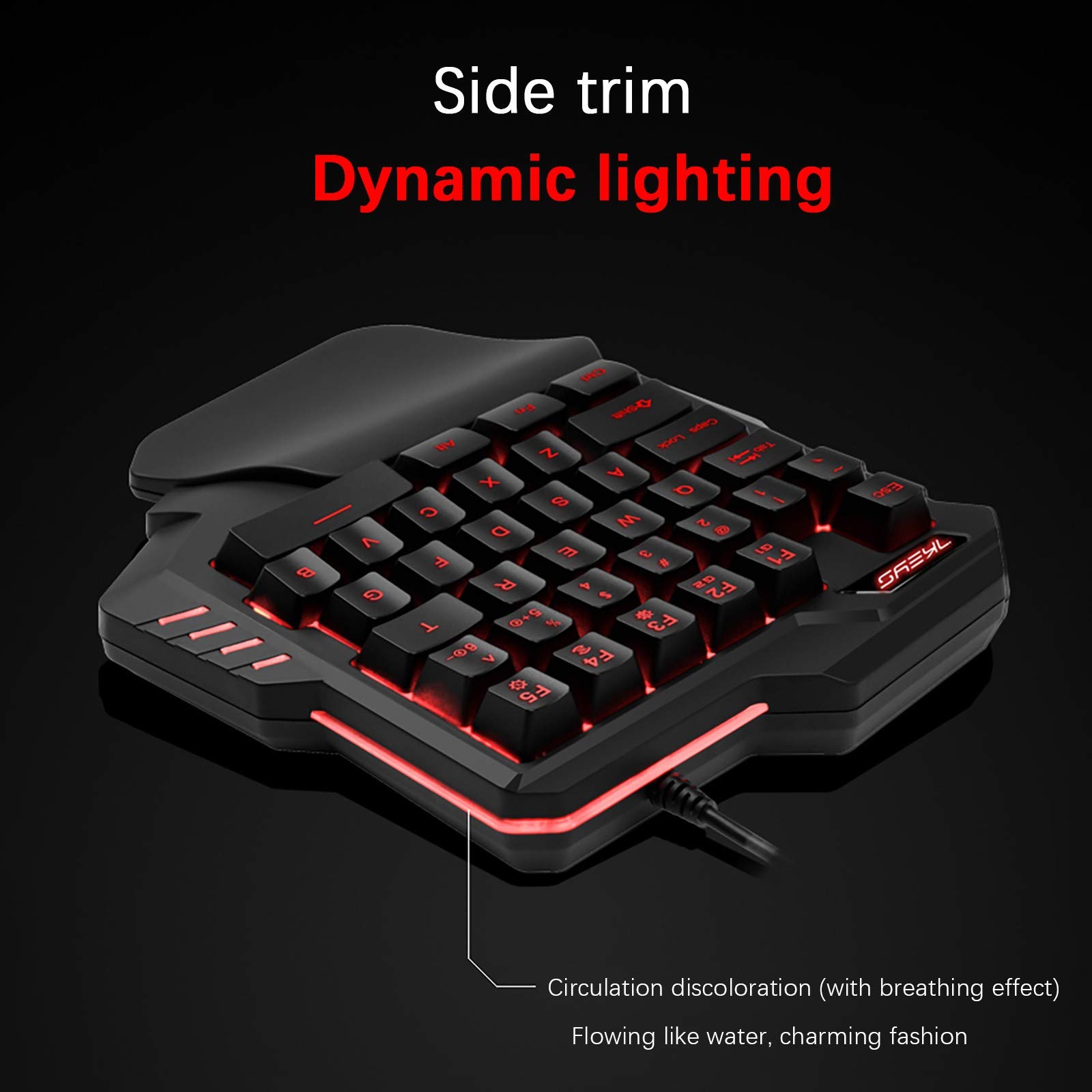 Charella 35-Key Colorful Backlit One-Handed RGB Mechanical Gaming Keypad for LOL Pubg Etc FF8