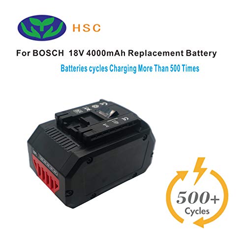 C&P 4.0Ah Portable Battery BOS18B3 Li-ion Battery 18V Replacement for BOSCH 18V Battery BAT609 BAT609G BAT618 BAT618G 3601H61S10,Black&Red,Small