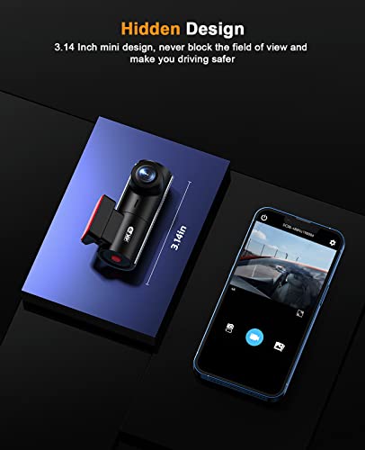 Dash Cam 4K WiFi 2160P Car Camera, Dash Camera for Cars, Mini Front Dashcam for Cars with Night Vision, Loop Recording, G-Sensor,24H Parking Monitor,Supercapacitor,Voice Prompt,APP,64GB Card Included