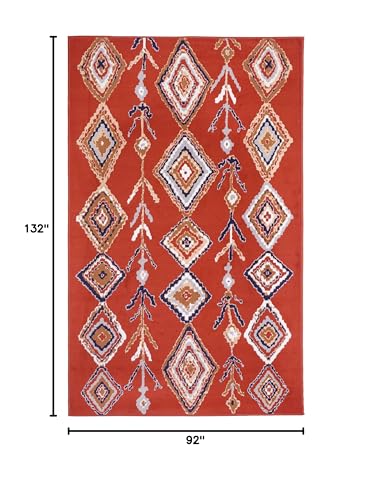 Furnish my Place Moroccan Diamond Rug - 7 ft. 8 in. x 11 ft, Rust, Geometric, Accent Rug with Transitional Style