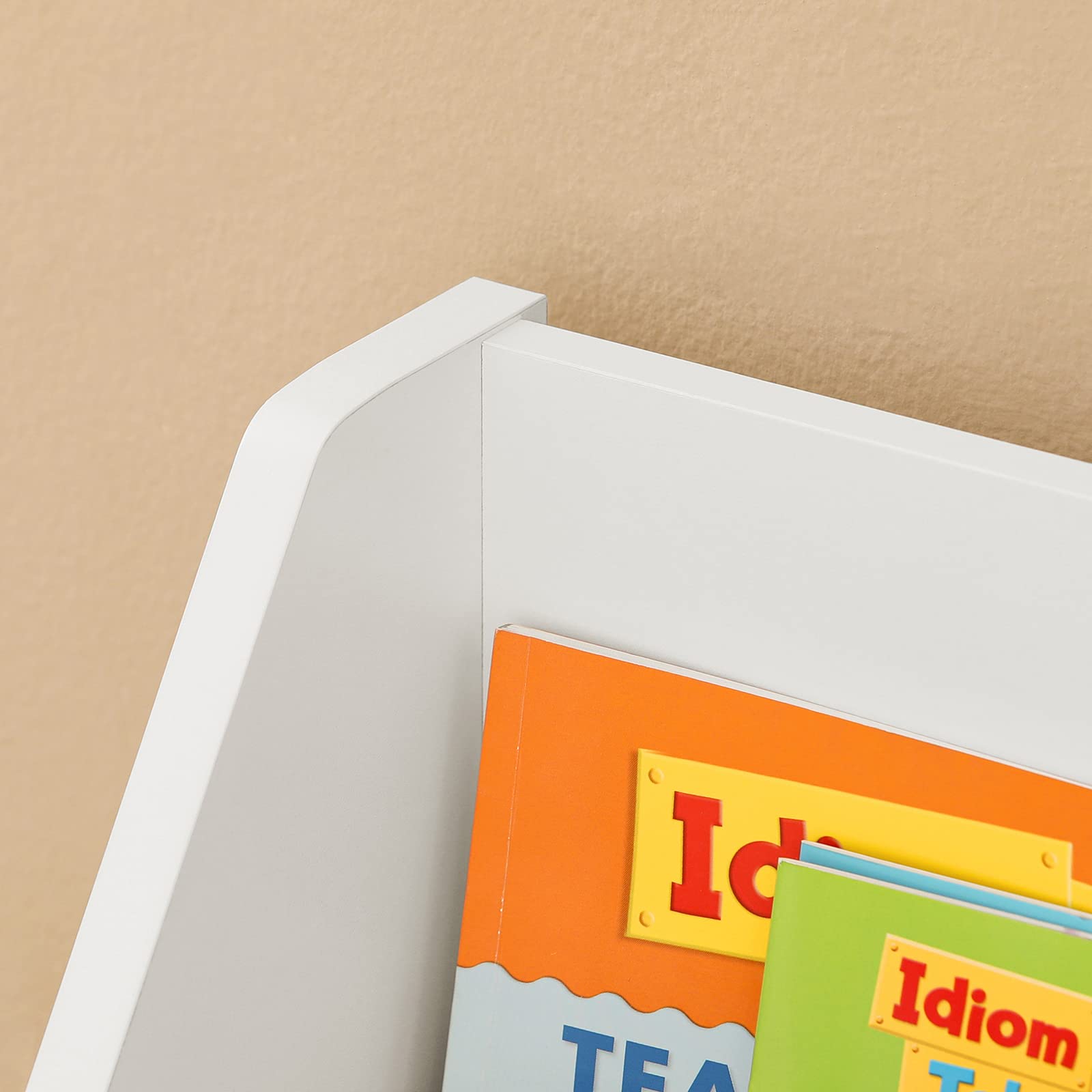 SoBuy Kids Book Shelf 3 Titers Children Bookcase, Toy Shelf Storage Display Shelf Rack Organizer Holder Playroom Nursery Classroom Library, White, KMB39-W
