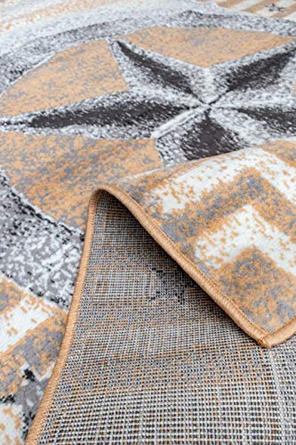 Furnish my Place Texas Star Rug - 5 ft. x 8 ft, Beige Rustic, Novelty Lone Star Rug with Border, Jute Backing