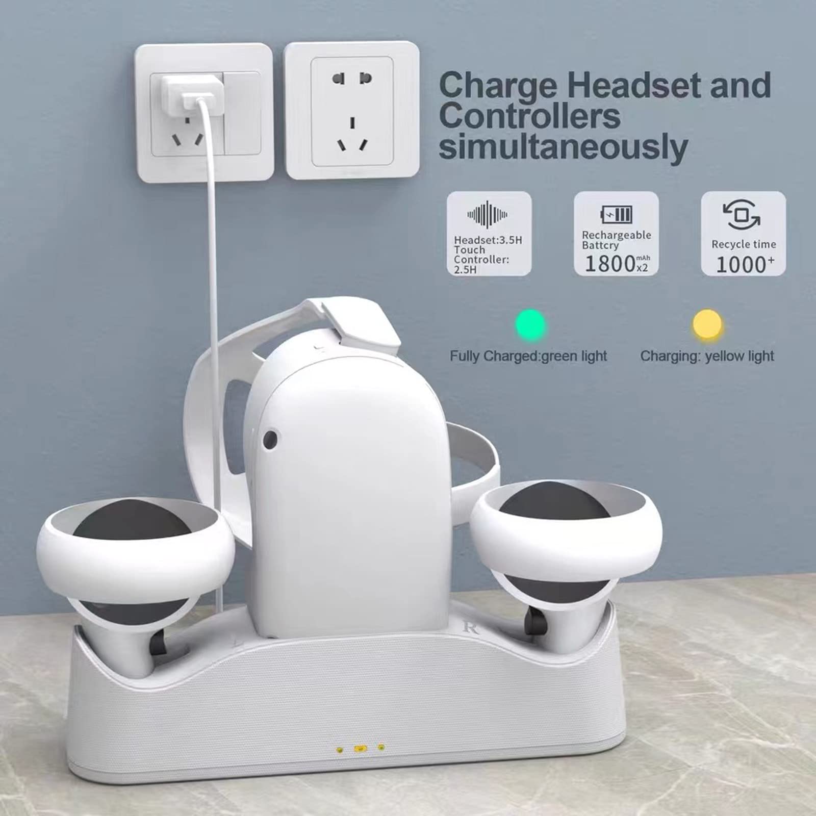 Charging Dock support for Oculus Quest 2,with 2 Rechargeable Batteries,USB-C Charge Cable, 4 Magnetic Connector Heads,2 Battery Covers for VR Controllers and Headset