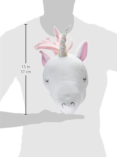 NoJo Little Love 3-D White/Pink Unicorn Stuffed Wall Hanging Decor, Fauxidermy - Nursery, Bedroom or Playroom Décor