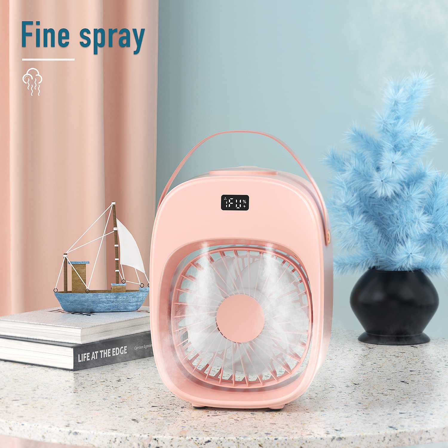 BNT Mini Ac Fan,Upgraded Multifunction 3 in 1 Car Air Conditioner with Mist Sprayer, USB Mini Portable Air Conditioner for Room/Tent/Office/Bedroom/Car