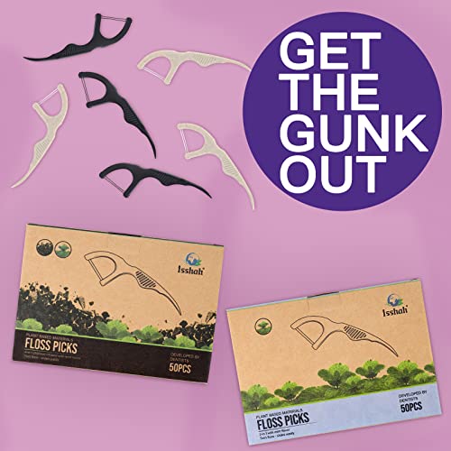 Natural Dental Floss Picks (100 Count) - Vegan, Eco Friendly, Sustainable Dental Flossers - Twin Floss (Mint)
