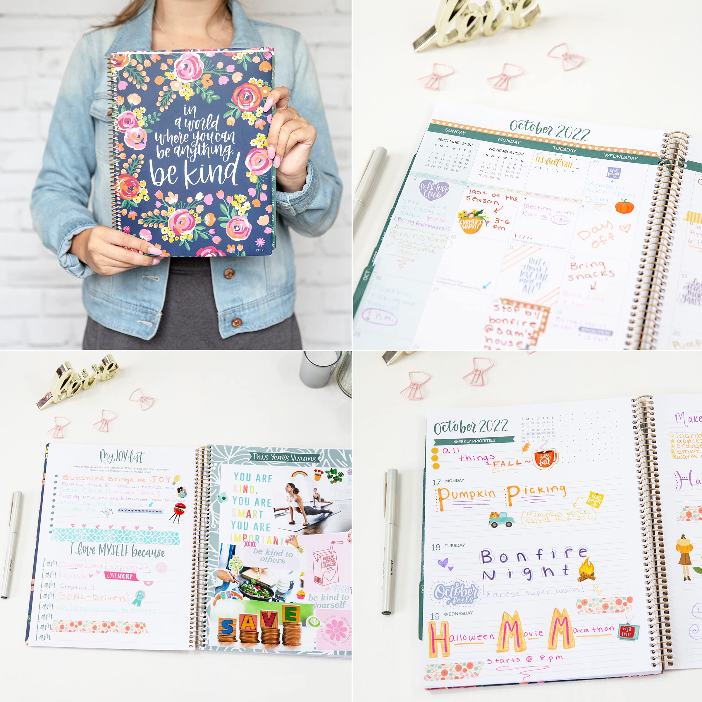bloom daily planners 2022 (8.5" x 11") Calendar Year Day Planner (January 2022 - December 2022) - Weekly/Monthly Dated Agenda Organizer with Tabs - Be Kind
