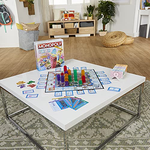 Monopoly Builder Board Game for Kids and Adults, Strategy Games, Family Board Games, for Kids 8 and Up, 2-4 Players