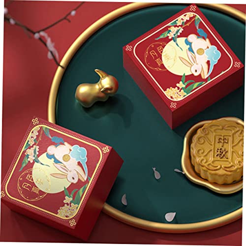 HEMOTON 1 Set Moon Cake Box Mini Paper Cups Cookie Containers Mini Cake Boxes Paper Cupcake Container Ornament Container Mooncake Packaging Box Festival Gift Holder Pastries Holder Box