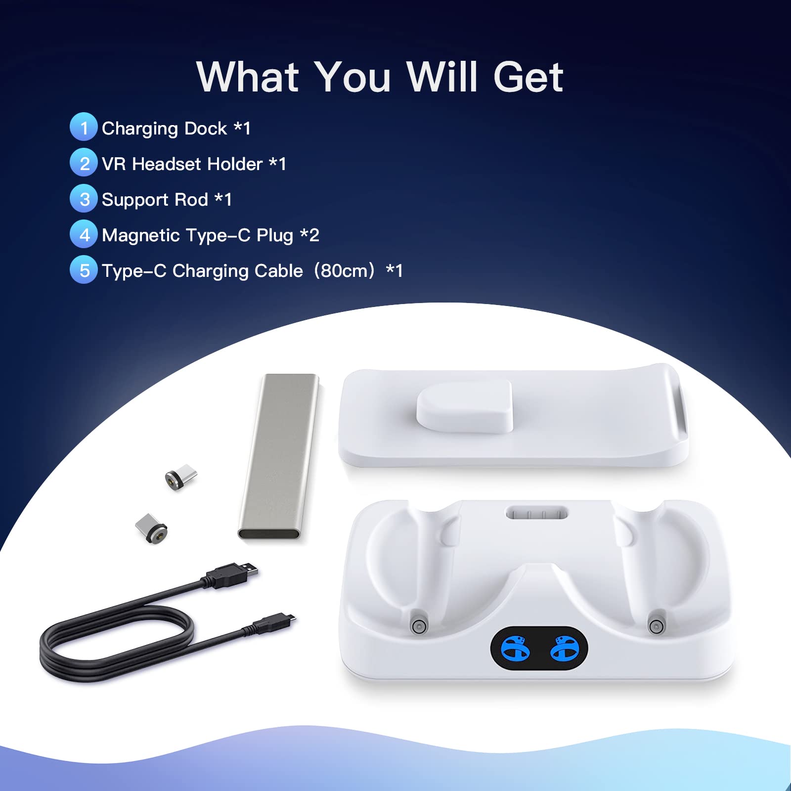 Charging Station for PS VR2 Sense Controllers with Headset Holder, Nargos Virtual Reality Charger Stand Dock PSVR2 Headset Display Accessories