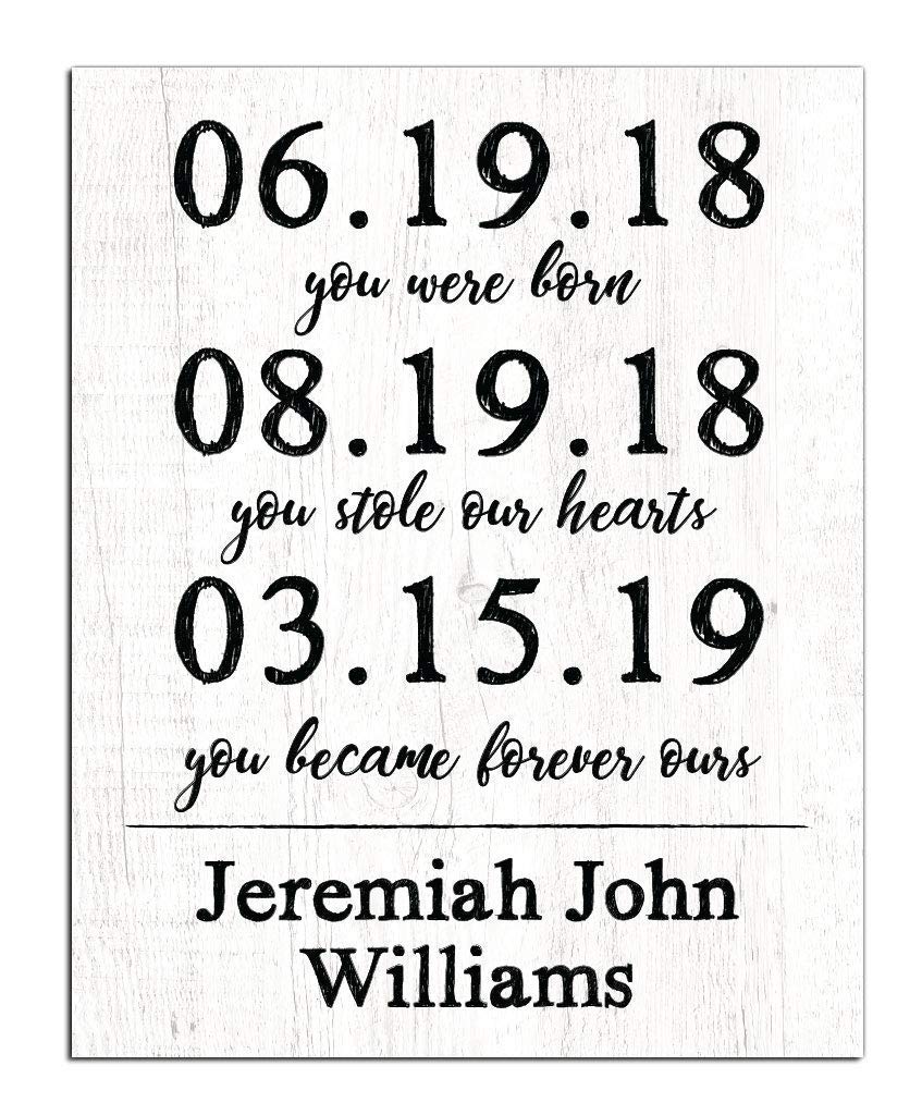 CANARY ROAD Adoption Dates Print | Adoption Gift | Gotcha Gift | Gotcha Day |Adoptive Parents Gift |Gotcha Day - Adoption Gift Personalized Art Child Keepsake Gift Boys and Girls Adopt Adopted Present