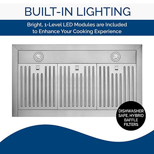 Broan-NuTone BWP2366SS Convertible Wall-Mount LED Lights Pyramidal Chimney Range Hood, 630 MAX Blower CFM, 36-Inch, Stainless Steel