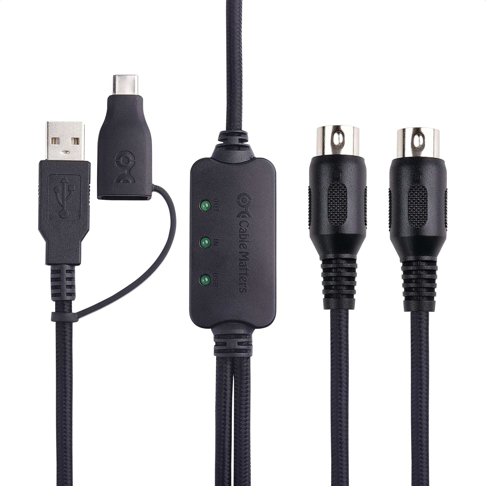 Cable Matters MIDI to USB Cable 6.6 ft / 2m (USB MIDI Cable, MIDI to USB C Cable) in Black, Does NOT Support SysEx