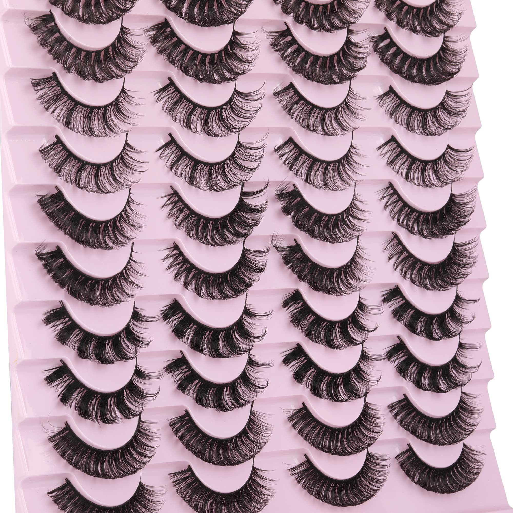D Curl Strip Lashes Natural Look False Eyelashes Russian Strip Eye Lashes Wispy Long 5 Styles Fake Eyelashes Look Like Extensions 20 Pairs Multipack ALICROWN