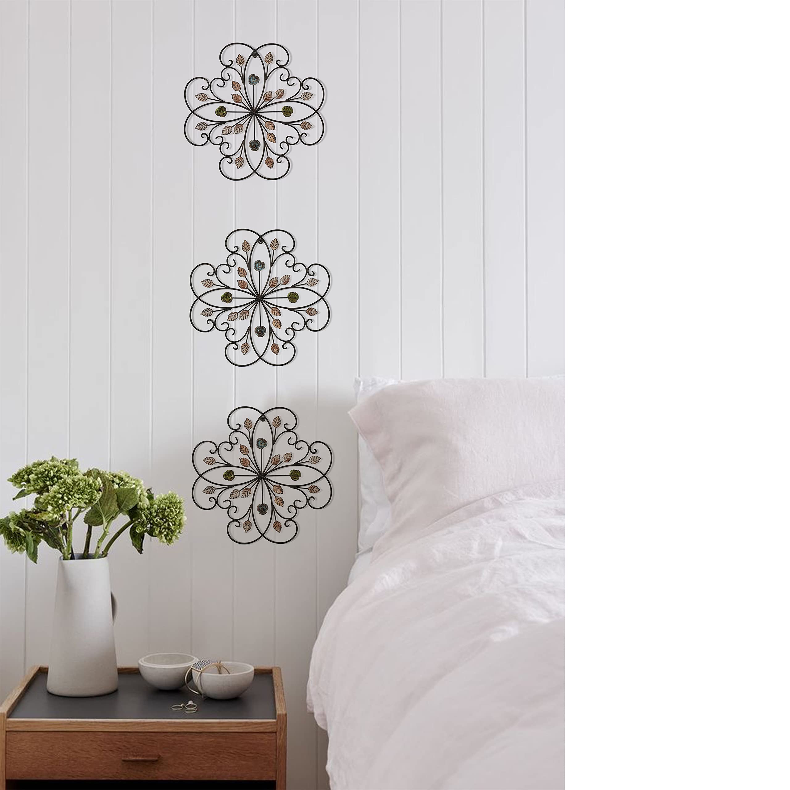 Remenna Metal Wall Art- Metal Flower Scroll Wall Art Decor Rustic Wall Decor for Bedroom Bathroom Living room Outdoor Garden… (Flower Scroll Wall Art)