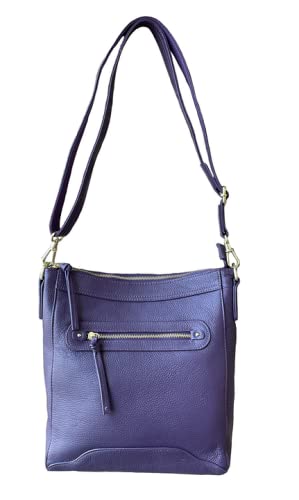 CCWBAGS Genuine Leather Cross Body Concealed Carry Purse, Purple