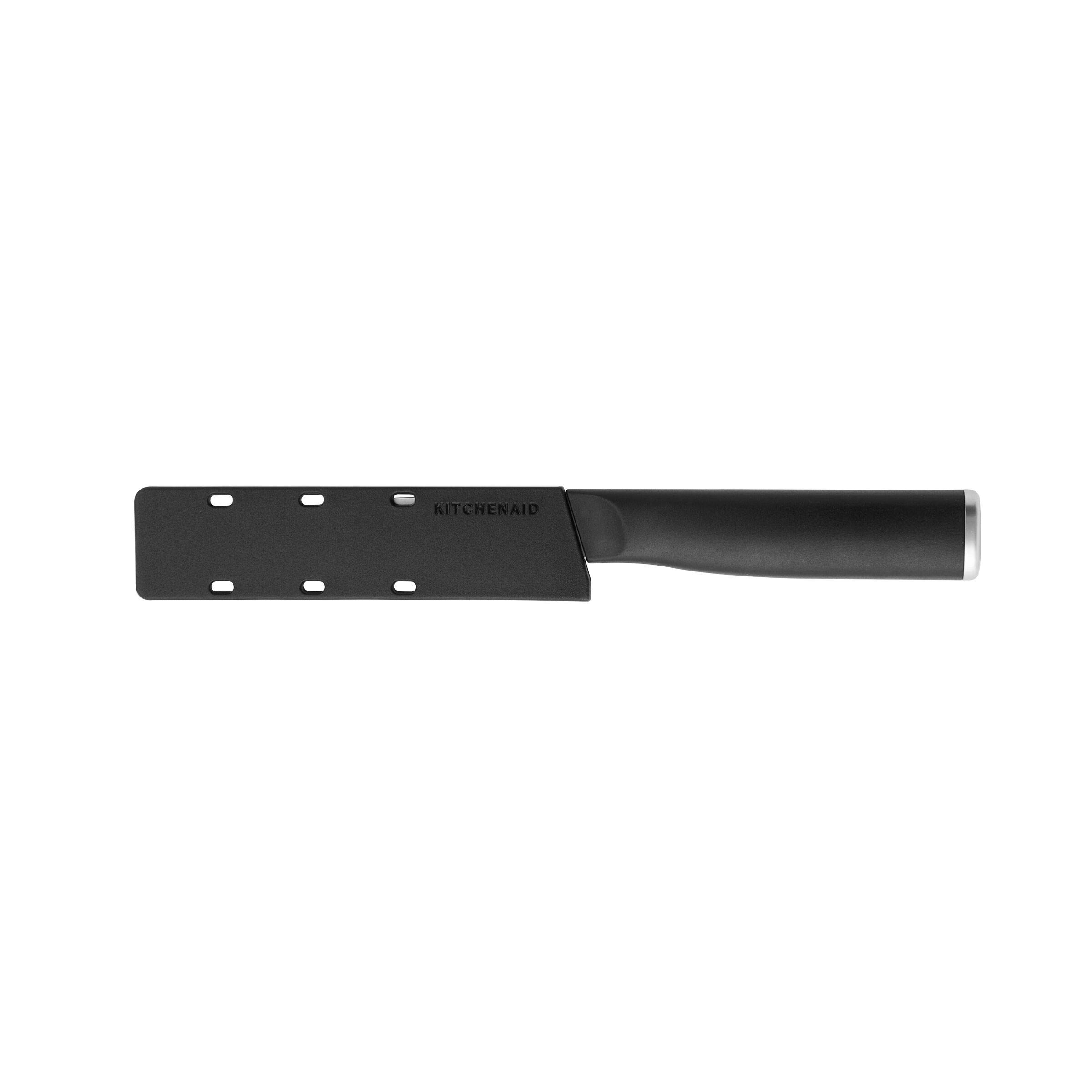 KitchenAid Classic Serrated Paring Knife with Custom-Fit Blade Cover, 3.5-inch, Sharp Kitchen Knife, High-Carbon Japanese Stainless Steel Blade, Black