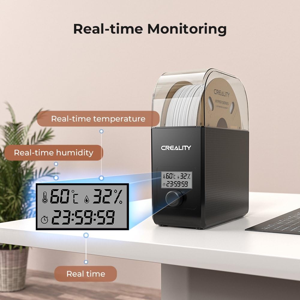 Creality Filament Dryer Box, Temperature Adjustable& 24 Hours Timer Function, Filament Dehydrator Compatible with 1.75/2.85mm PLA PETG ABS Nylon PA Filament