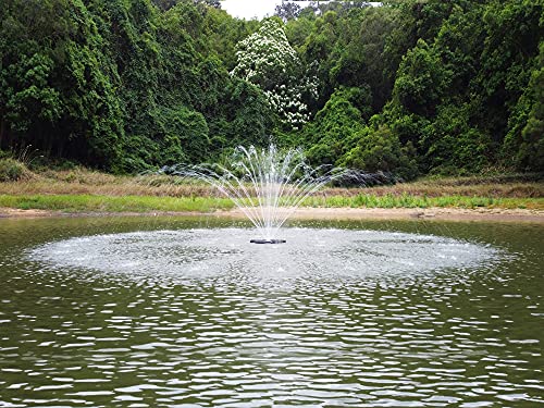 HQUA-FS01 110V, 1/2HP, OD(φ) 32” Large Pond Floating Fountain with 13000 GPH Fountain Pump, 100’ Power Cord, Classic Crown Spray Pattern 33'x12'