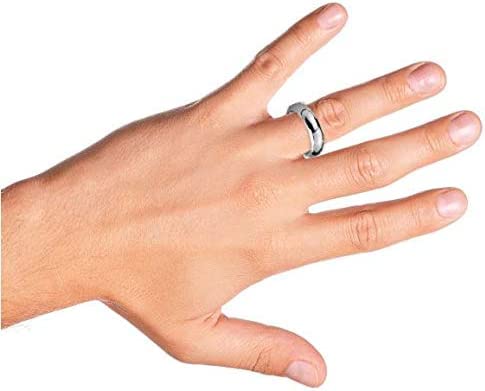 Bling Jewelry Personalized Simple Dome Couples Titanium Wedding Band Polished Ring For Men For Women Comfort Fit 5MM Custom Engraved