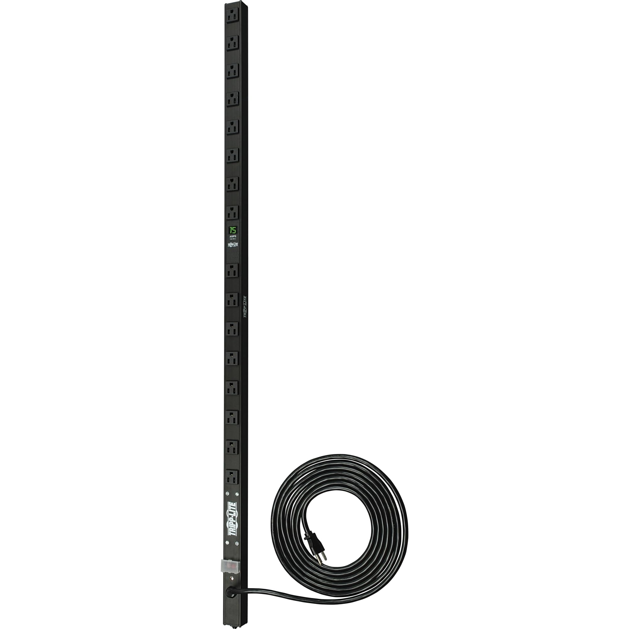 Tripp Lite Metered PDU, 15A, 16 Outlets (5-15R), 120V, 5-15P, 15 ft. Cord, 0U Vertical Rack-Mount Power (PDUMV15)