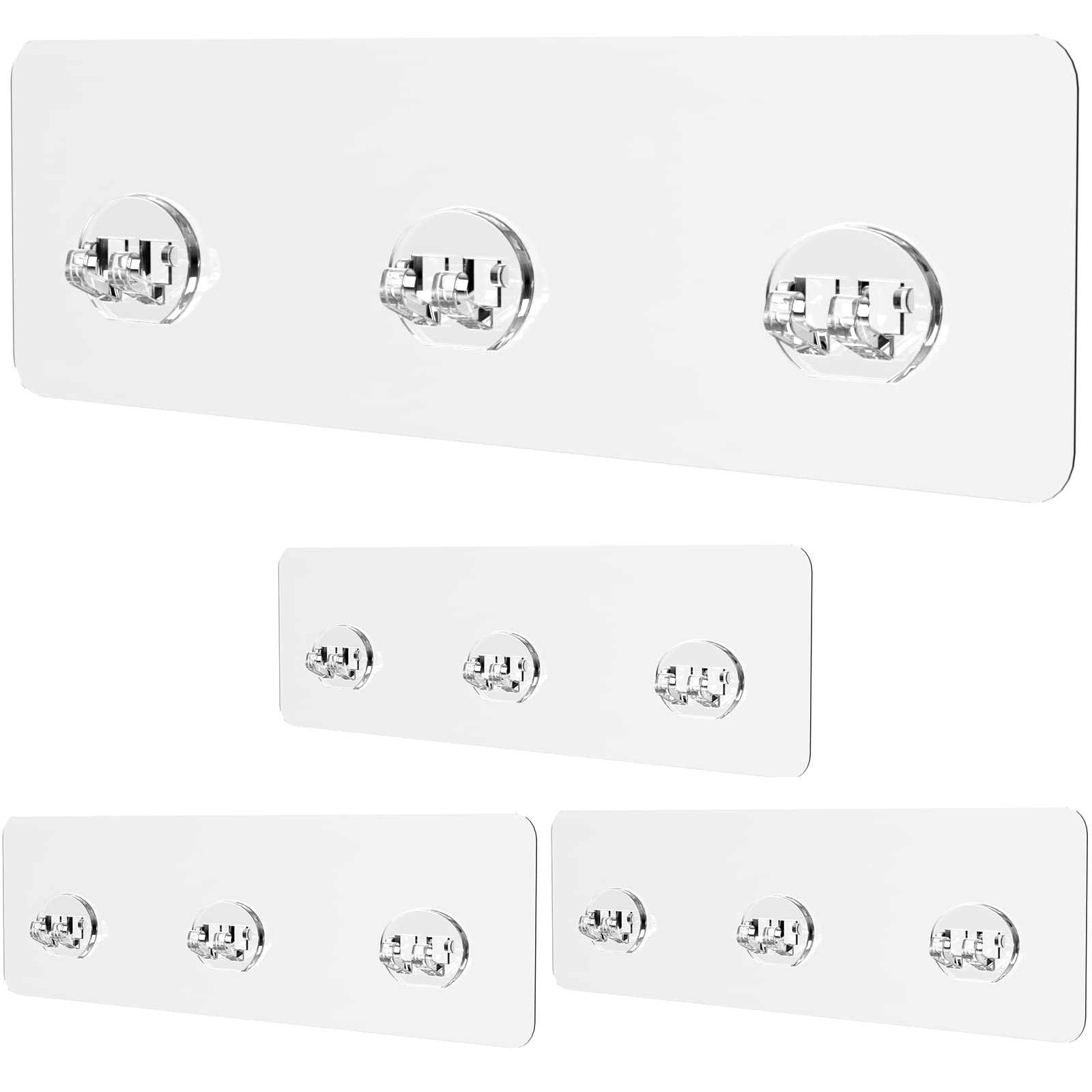 Jovware Shower Adhesive Strips Wall Mount Caddy Replacement Stickers Sticker Shelf Basket Suction Hooks Large Strong Hook for Bathroom Storage Transparent Shelves Sticky 4 Pack