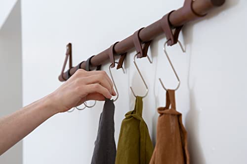 Leather Loop Hooks household storage & organization towel holder kitchen oven hook strap closet pants hook hanger pan hooks jeans hooks [3, 6 or 12 PK]
