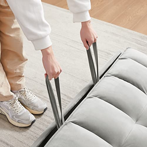DHHU 52" Sleeper Couch Convertible Sofa Bed, 3 in 1 Velvet Loveseat Pull Out Bed, Reversible Couch with Toss Pillows and Pockets, 2-Seat Adjustable Backrest Full Size Sofa for Living Room Furniture