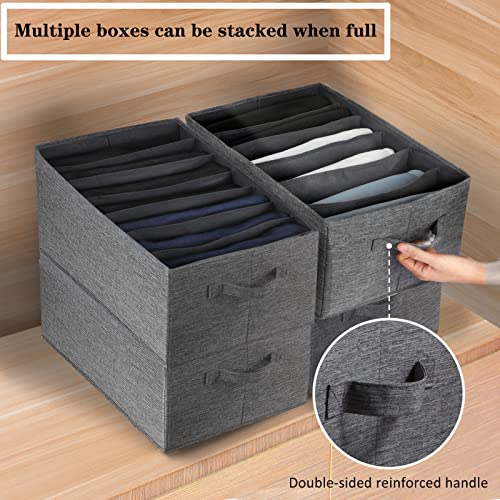 Mayniu Wardrobe Clothes Organizer for Folded Clothes, Closet Organizers and Storage with 7 Large Grids for Jeans, Sweater, Pants, T-shirt, Thin Coat, Dress, Foldable and Stackable (2 Pack)