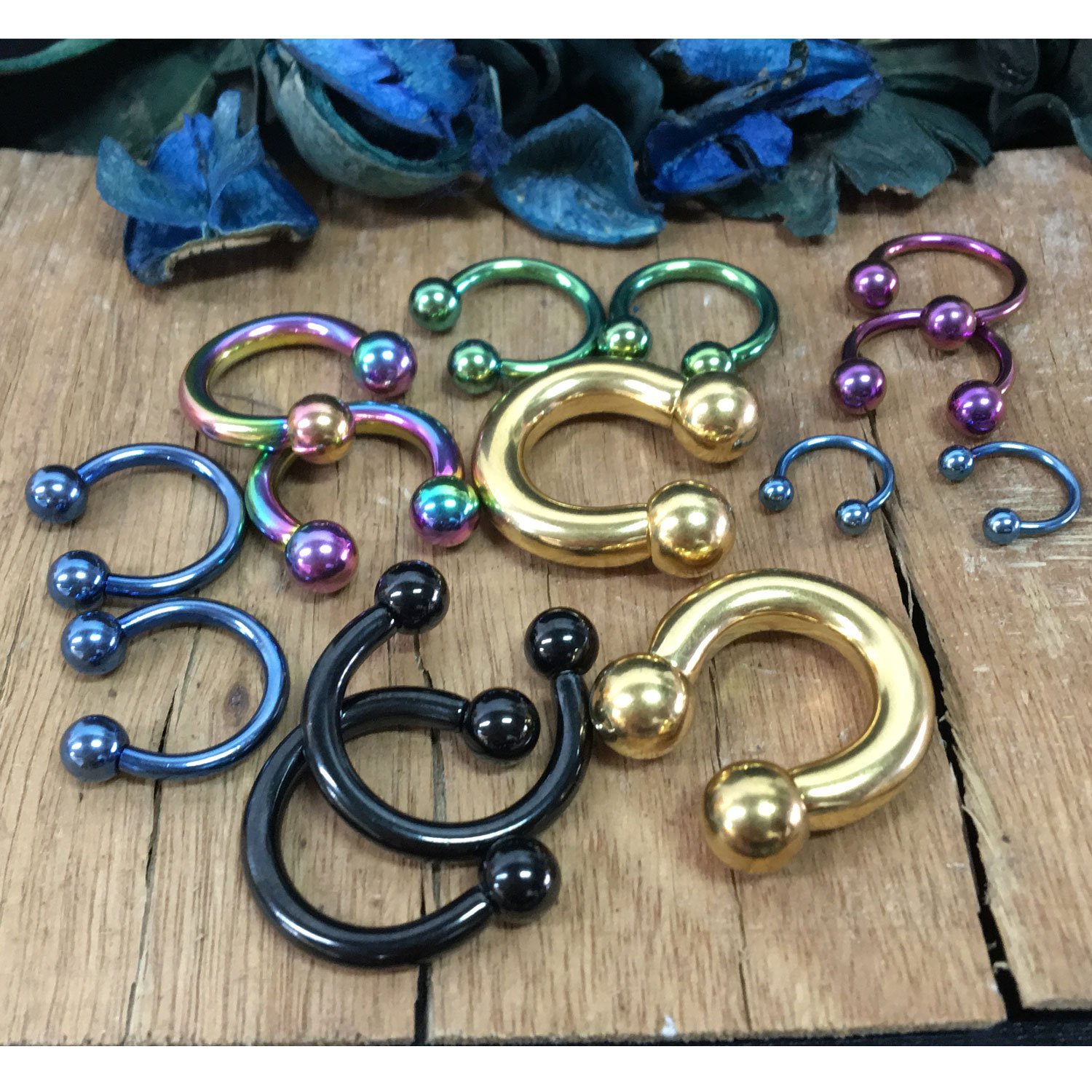 BodyJ4You 2PCS Horseshoe Circular Barbell Spike Steel 10G CBR 12mm Nipple Ear Lobe Body Piercing