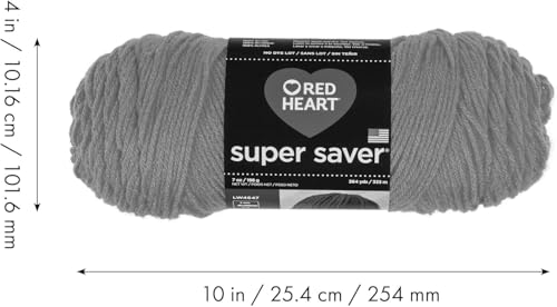 Red Heart Super Saver Gray Heather Yarn - 3 Pack of 141g/5oz - Acrylic - 4 Medium (Worsted) - 236 Yards - Knitting/Crochet