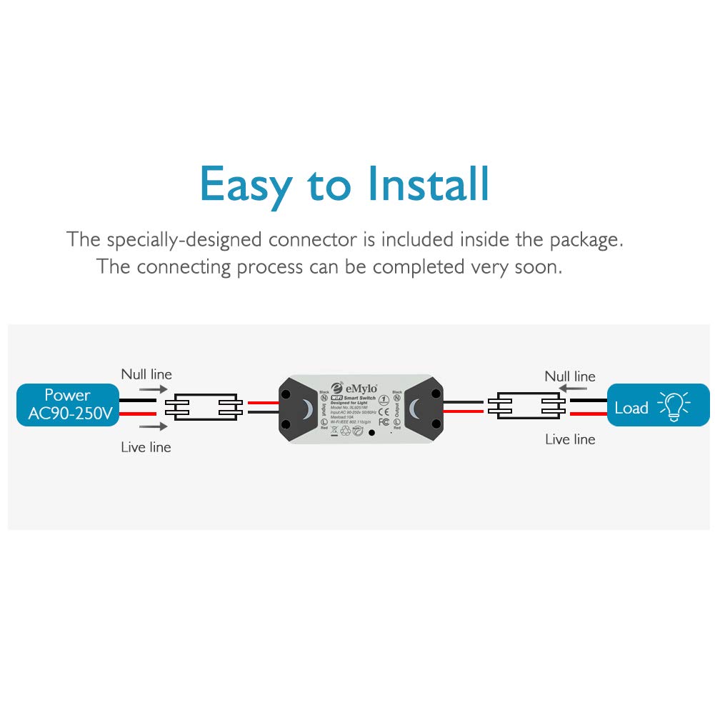 eMylo WiFi Relay Switch Wireless Light Remote Control Module for Smart Home Automation Compatible with Alexa 6 Packs