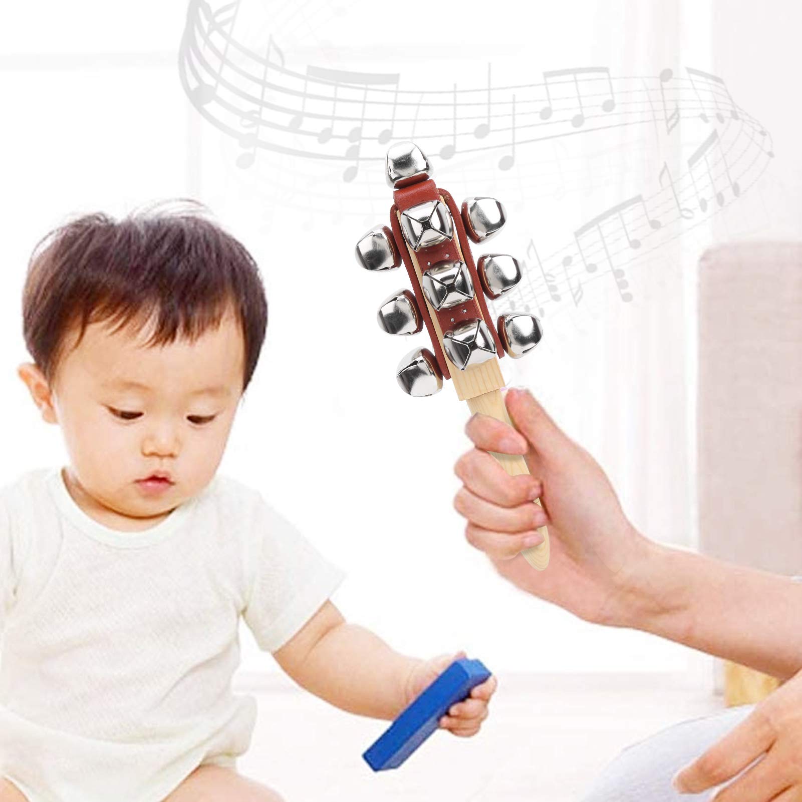 Sleigh Bell Stick, Jingles Bells, Smooth Durable Convenient for Dancing Beginners Concerts Parties