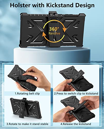 FNTCASE for Samsung Galaxy S22 Ultra Case: Built-in Screen Protector & Kickstand & Belt-Clip Holster, Extra Front Frame Full-Body Dual Layer Rugged Heavy Duty Shockproof Protective Phone Cover-Black