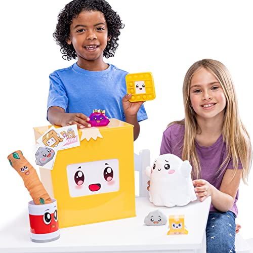 LankyBox Giant Mystery Box: Wearable Boxy case, 2 Figures, one 6β Glow-in-The-Dark Plush, a Squishy , pop-it Fidget Toy, Canny with pop-Out Sticky, and 3 Stickers