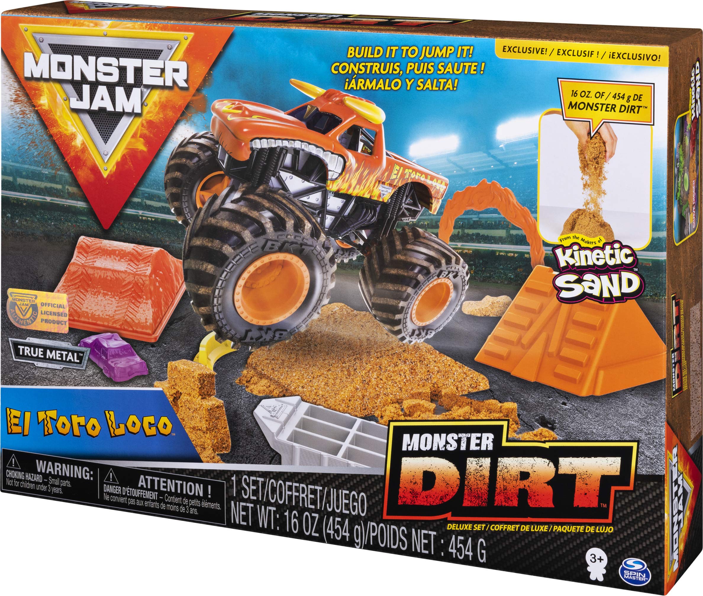 Monster Jam, El Toro Loco Monster Dirt Deluxe Set, Featuring 16oz of Monster Dirt and Official 1:64 Scale Die-Cast Monster Jam Truck