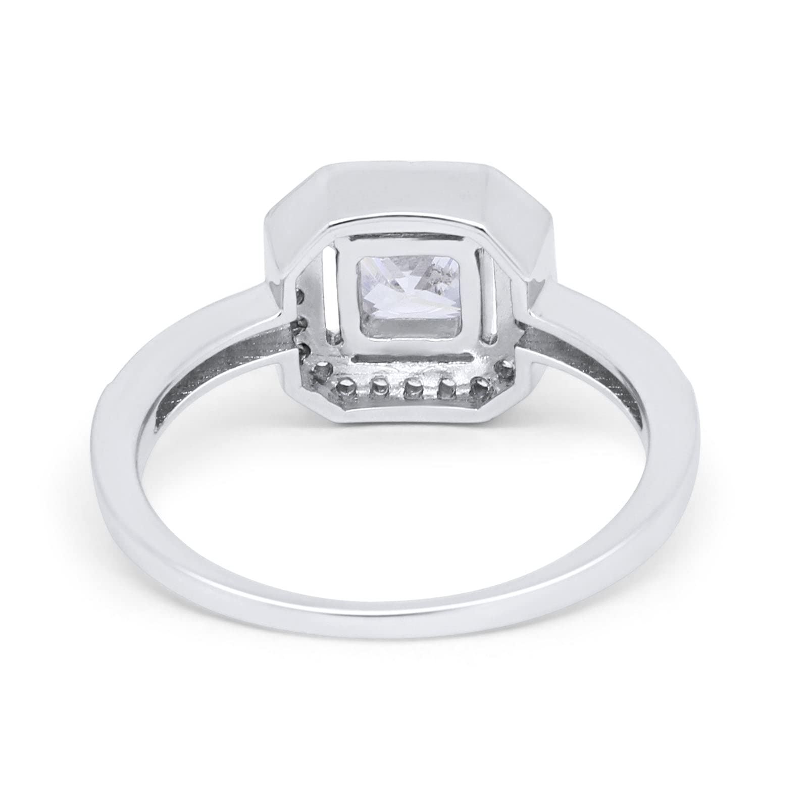 Blue Apple Co. Simulated Cubic Zirconia Size-8 Halo Wedding Engagement Ring Princess Cut Square Round CZ 925 Sterling Silver